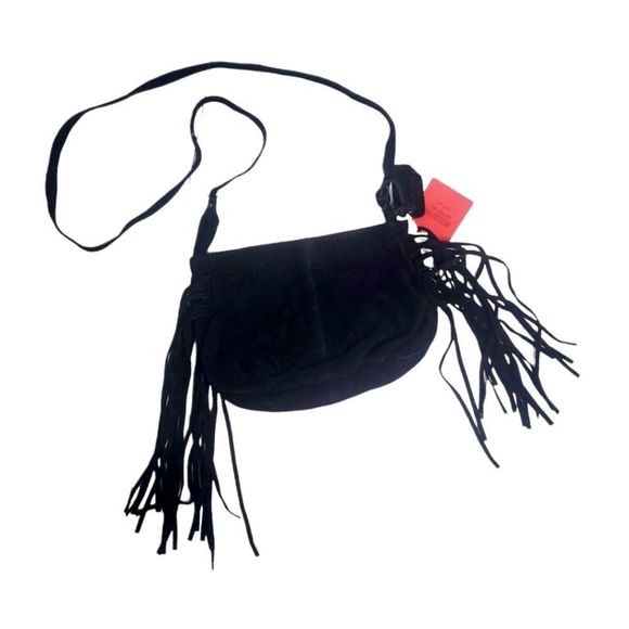 Mossimo Supply Co. | Bags | Mossimo Black Side Fringe Genuine Suede ...